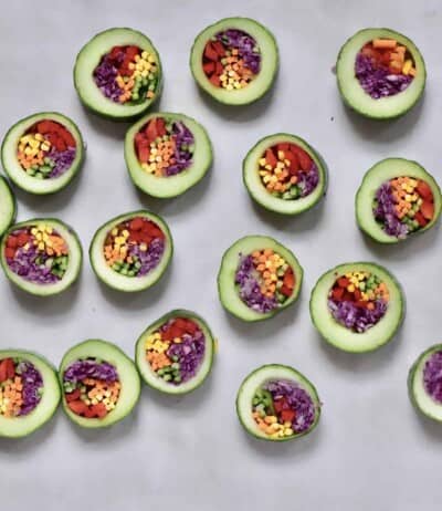 Low-carb Vegan Rainbow Cucumber Sushi - Alphafoodie