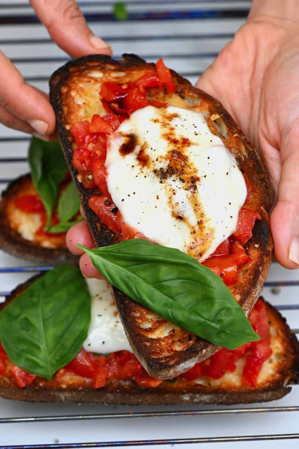 Simple Mozzarella Bruschetta (Caprese Bruschetta) - Alphafoodie