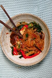 Japchae Korean Glass Noodles (Veggie Japchae/Chapchae) - Alphafoodie
