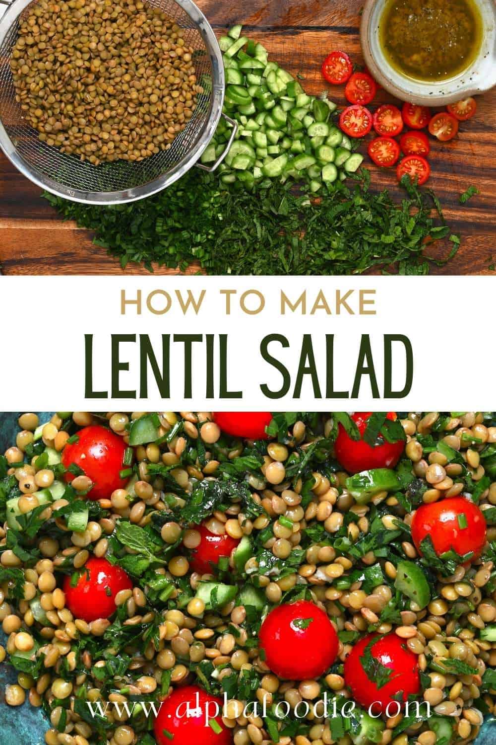 Lebanese Lentil Tabbouleh (Vegan Lentil Salad) - Alphafoodie