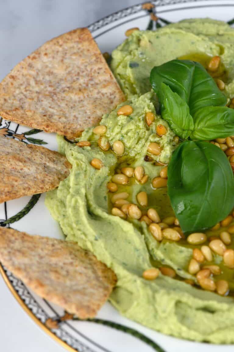 Fresh Basil Hummus (5 Ingredients | Pesto Hummus) - Alphafoodie