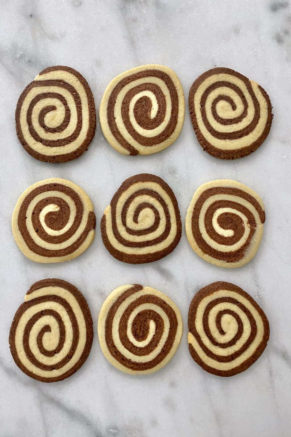 Chocolate Vanilla Pinwheel Cookies - Alphafoodie