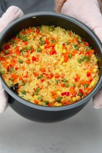 Easy Vegetable Rice Pilaf (Yellow Turmeric Rice) - Alphafoodie