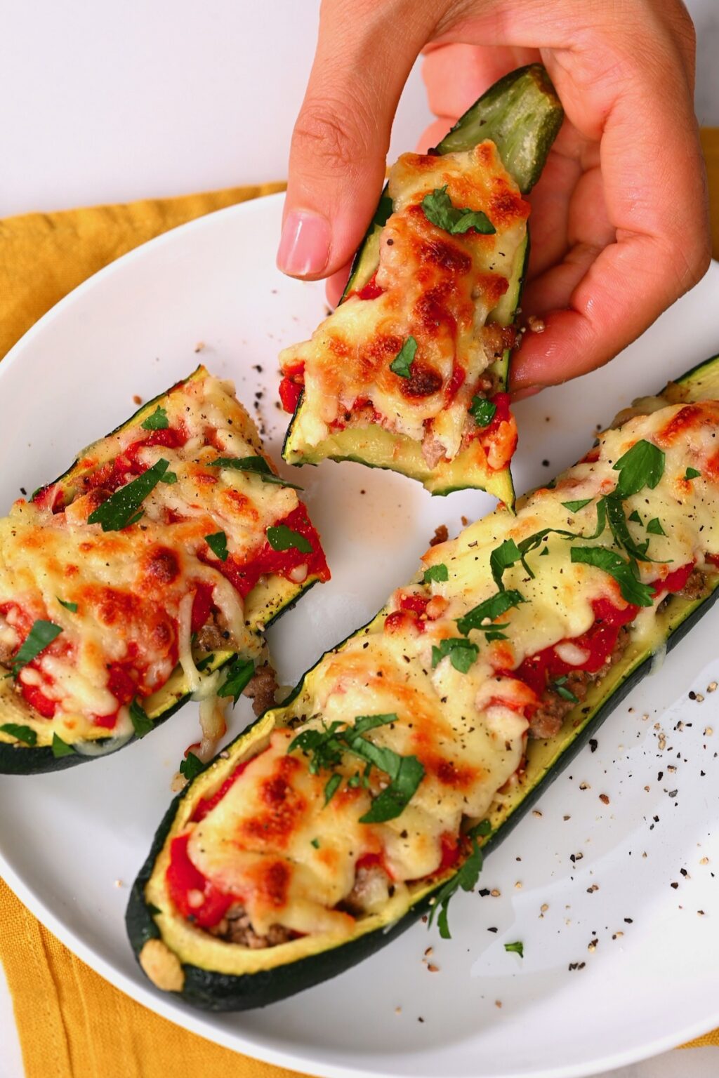 Ground Beef Stuffed Zucchini Boats - Alphafoodie