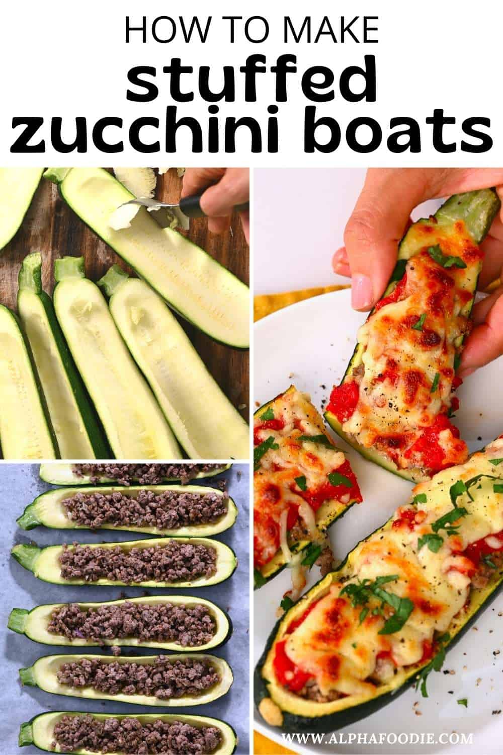 Ground Beef Stuffed Zucchini Boats - Alphafoodie