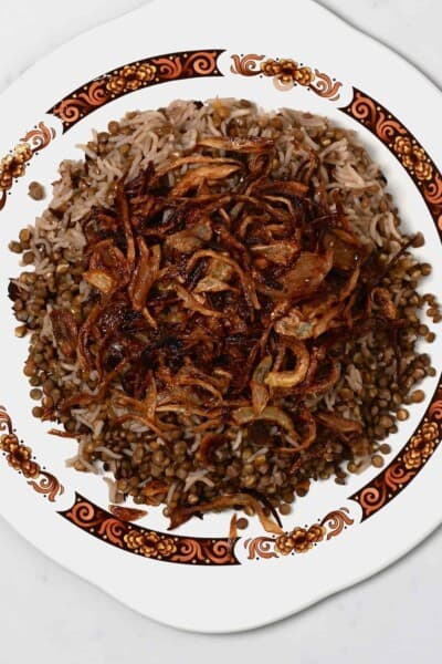 Mujadara: Lentils and Rice with Crispy Onions - Alphafoodie