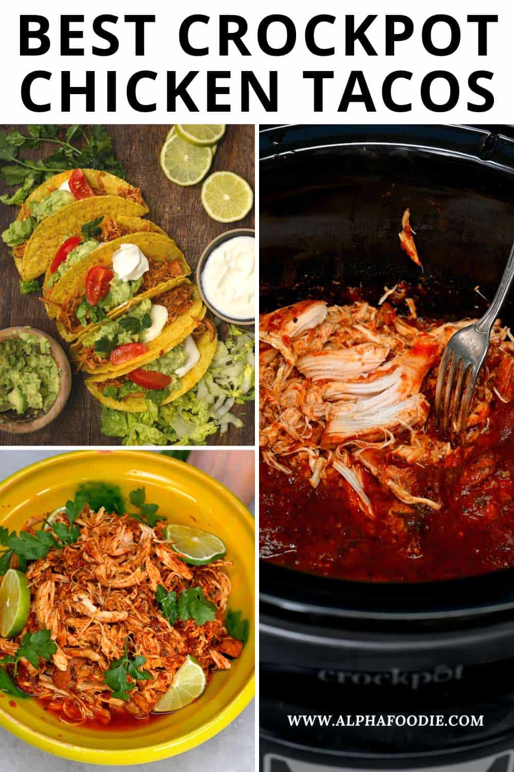Crockpot Shredded Chicken Tacos - Alphafoodie