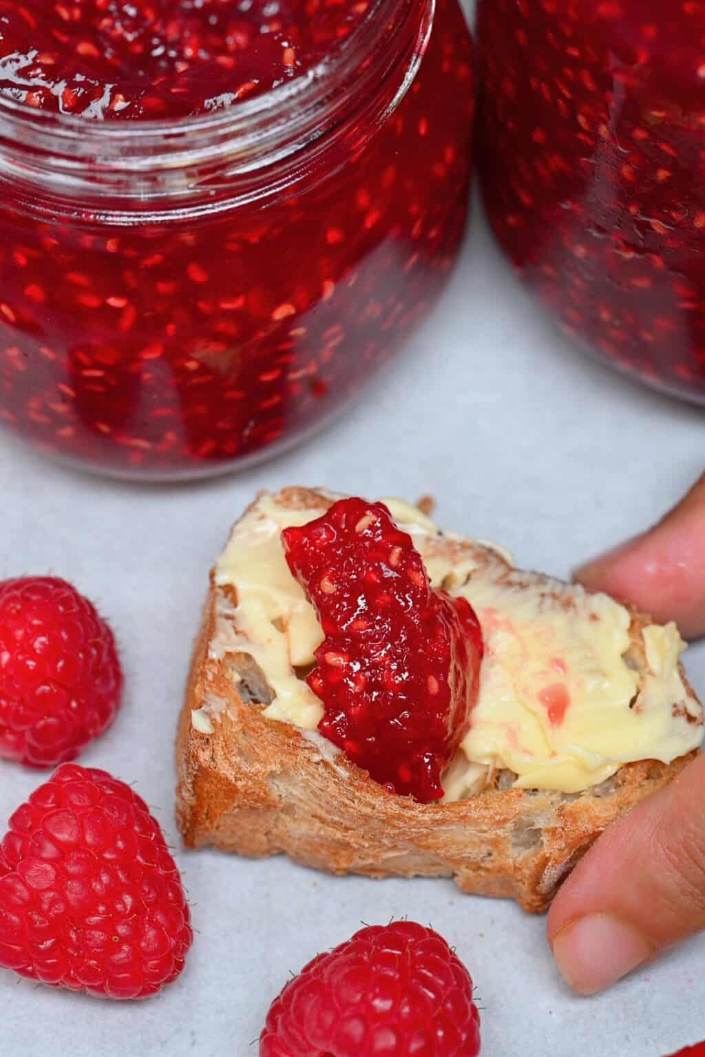 Easy Raspberry Jam Recipe (No Pectin) - Alphafoodie