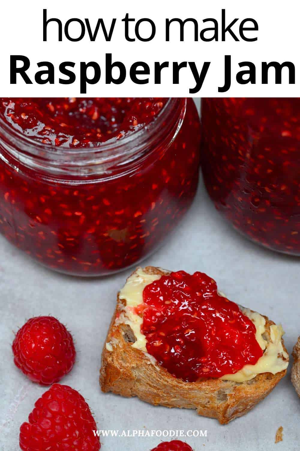 Easy Raspberry Jam Recipe (No Pectin) - Alphafoodie