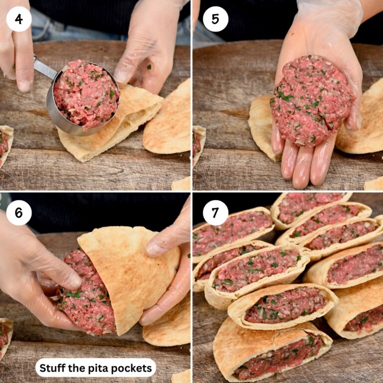 Arayes (Lebanese Meat-Stuffed Pita) - Alphafoodie